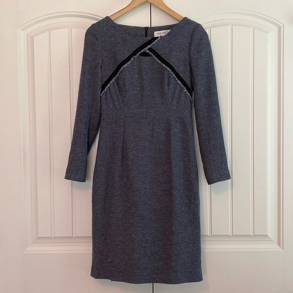 The Fold | Dresses | The Fold London Dress Womens Blue Tweed Linen ...